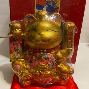 Accents | Feng Shui Gold Lucky Money Cat With Babies Maneki Neko ...